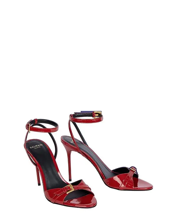 Balmain Anthem Sandals In Smooth Calfskin Leather