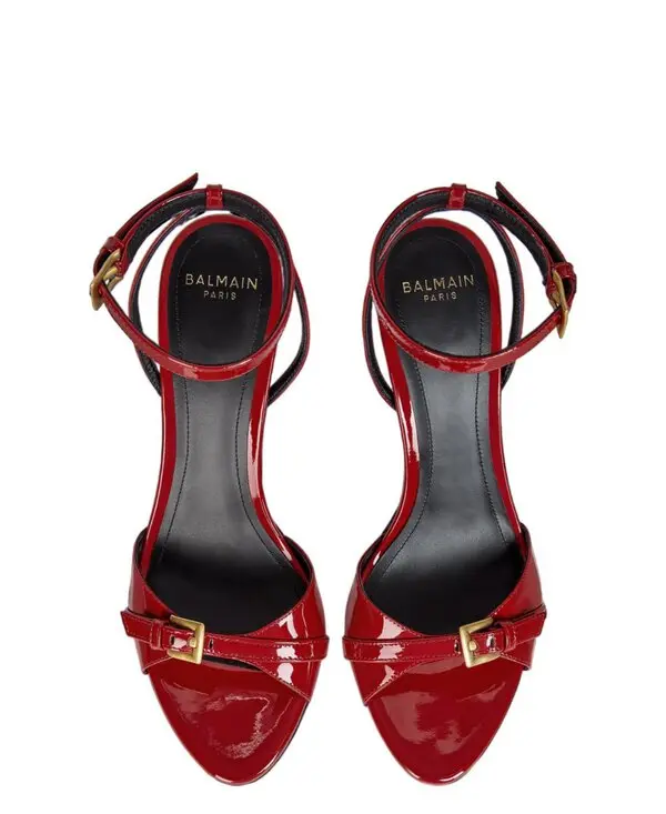 Balmain Anthem Sandals In Smooth Calfskin Leather