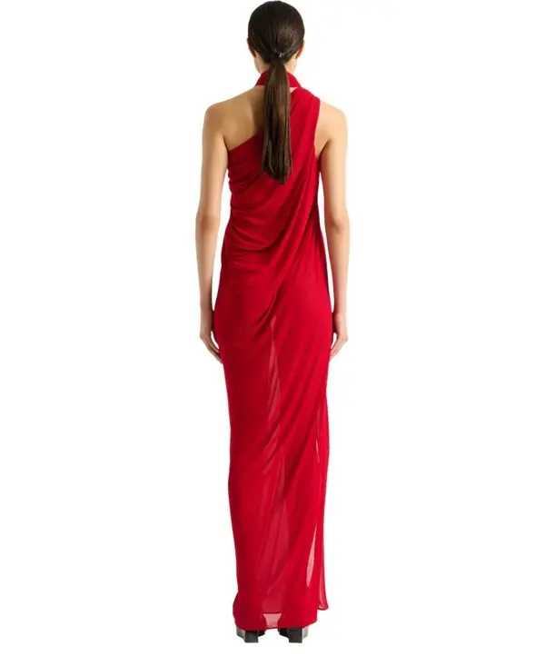 Balmain Long Draped Jersey Dress