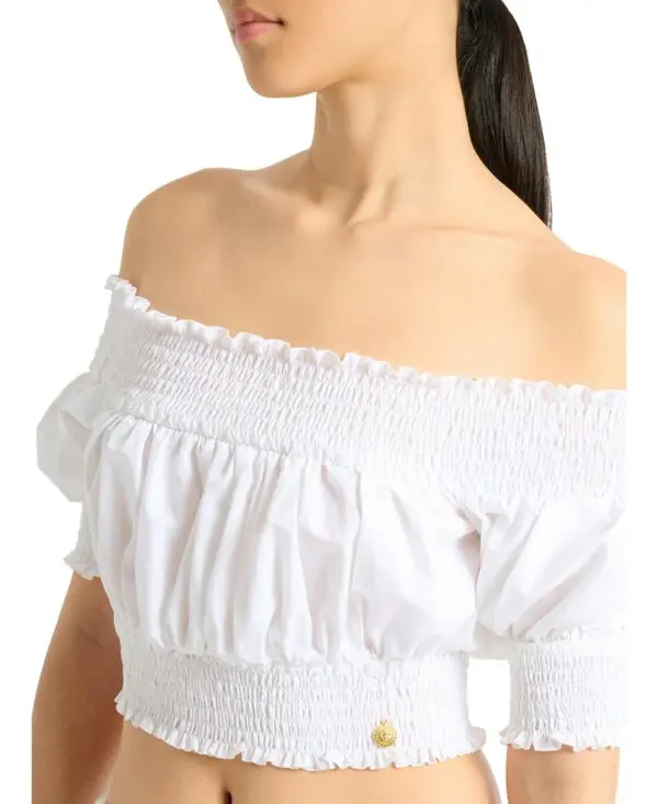Balmain Poplin Off-the-shoulder Top