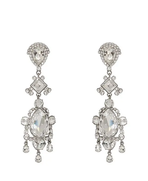 Balmain Brass And Crystal Pendant Earrings - Silver