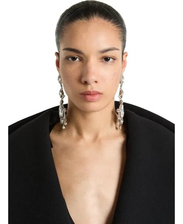 Balmain Brass And Crystal Pendant Earrings