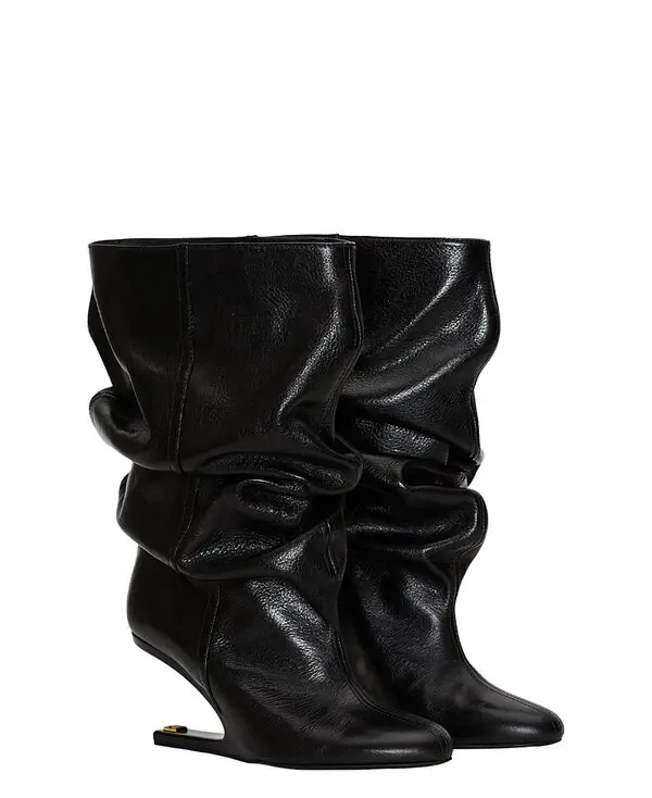 Balmain No Wedge Textured Leather Ankle Boots