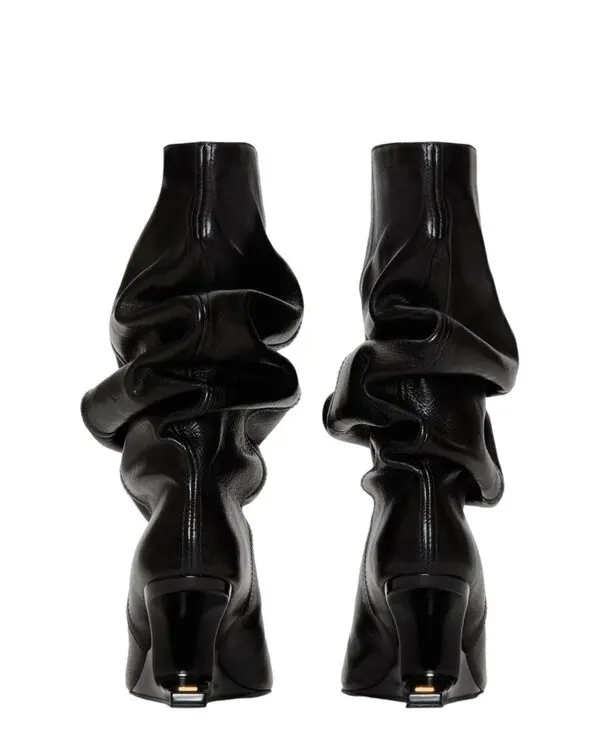 Balmain No Wedge Textured Leather Ankle Boots