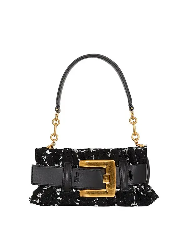Balmain Mini Anthem Bag In Smooth Leather And Tweed