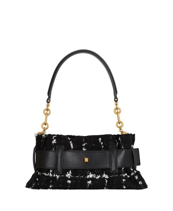 Balmain Mini Anthem Bag In Smooth Leather And Tweed