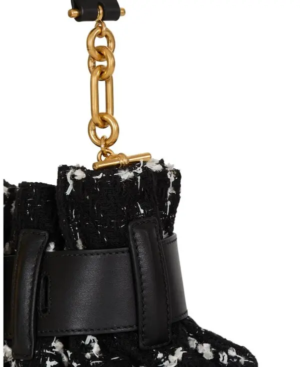 Balmain Mini Anthem Bag In Smooth Leather And Tweed