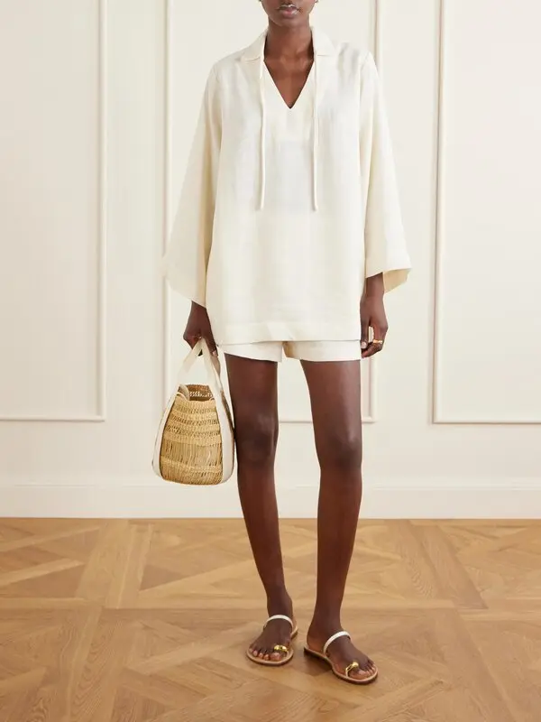 Lisa Marie Fernandez Tie-detailed Woven Tunic