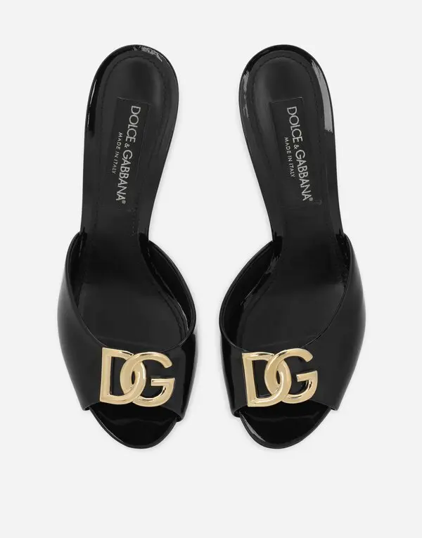 Dolce & Gabbana Patent Leather Mules With Dg Logo