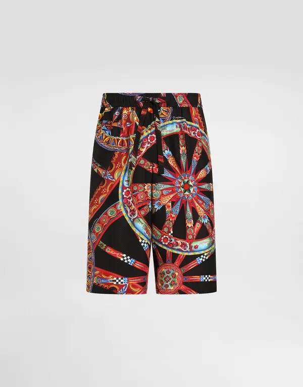 Dolce & Gabbana Carretto-print Silk Jacquard Vanity Bermuda - Multicolor