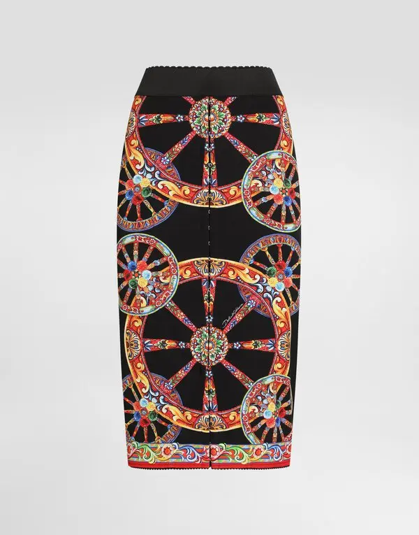 Dolce & Gabbana Carretto-print Charmeuse Long Skirt - Multicolor