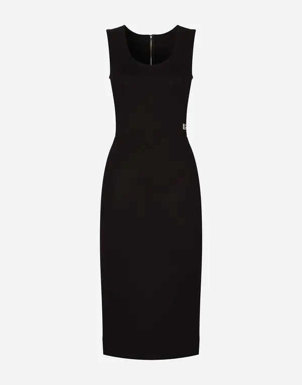 Dolce & Gabbana Sleeveless Milano Rib Midi Dress - Black