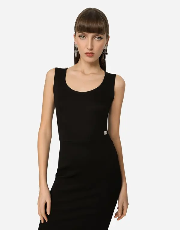 Dolce & Gabbana Sleeveless Milano Rib Knit Midi Dress