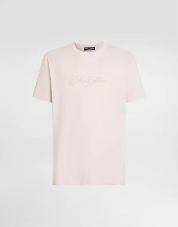 Dolce & Gabbana Cotton T-shirt With Dg Embroidery - Pink