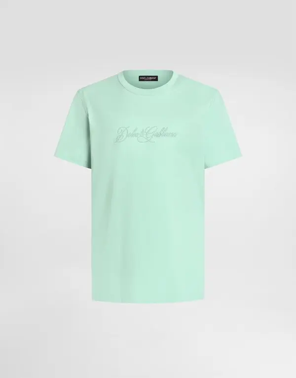 Dolce & Gabbana Cotton T-shirt With Dg Embroidery - Green