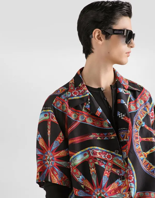Dolce & Gabbana Carretto-print Hawaii Silk Jacquard Shirt