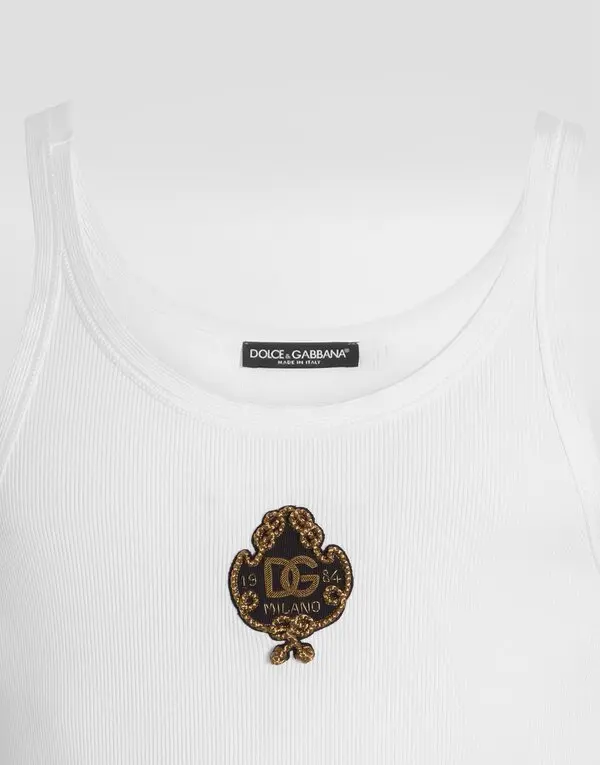 Dolce & Gabbana Ribbed Jersey Tank Top With Patch