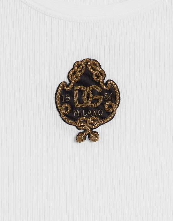 Dolce & Gabbana Ribbed Jersey Tank Top With Patch