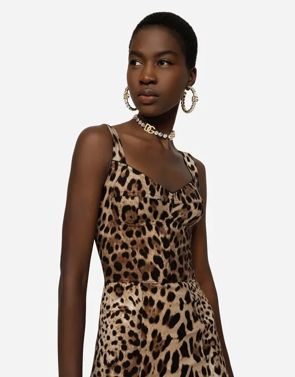 Dolce & Gabbana Leopard-print Cady Corset-style Midi Dress