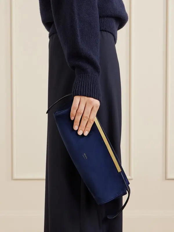 Khaite Donna Suede Clutch - Blue