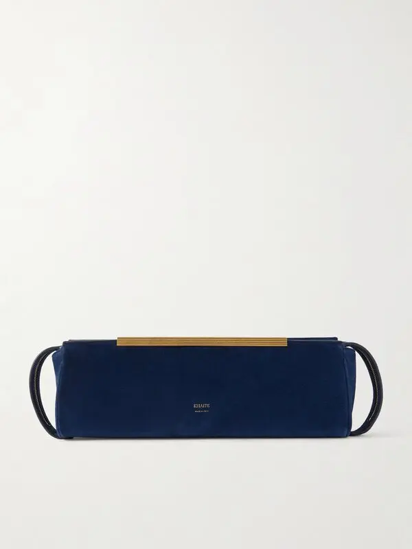 Khaite Donna Suede Clutch - Blue