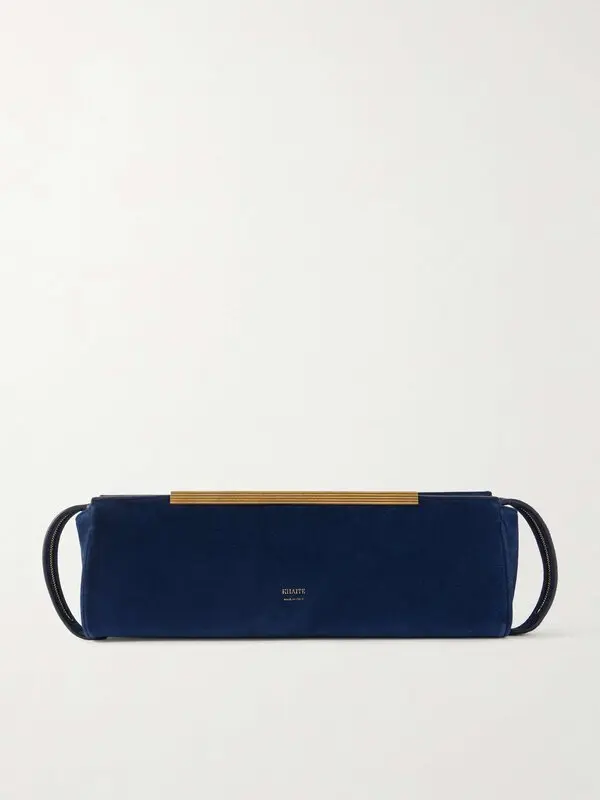 Khaite Donna Suede Clutch - Midnight Blue