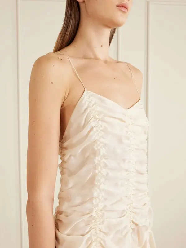 Khaite Raina Ruched Silk-blend Midi Dress