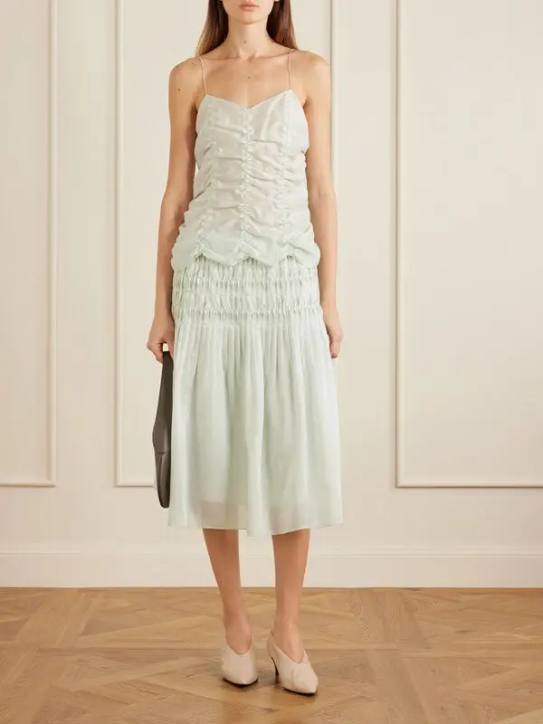 Khaite Inara Ruched Lyocell And Silk-blend Camisole