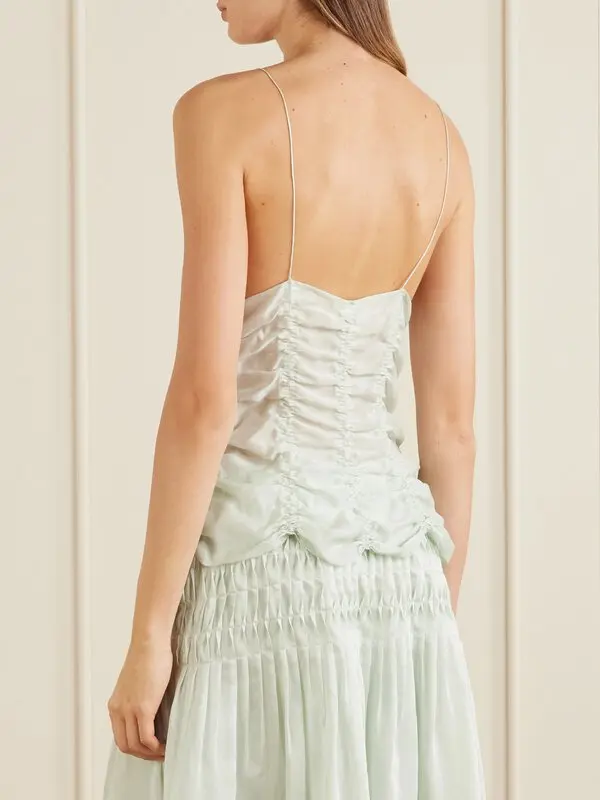 Khaite Inara Ruched Lyocell And Silk-blend Camisole