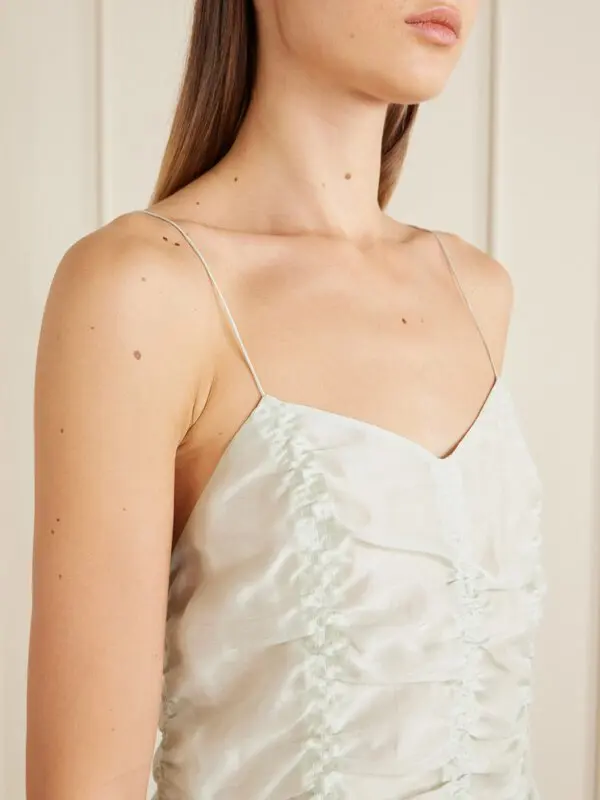 Khaite Inara Ruched Lyocell And Silk-blend Camisole