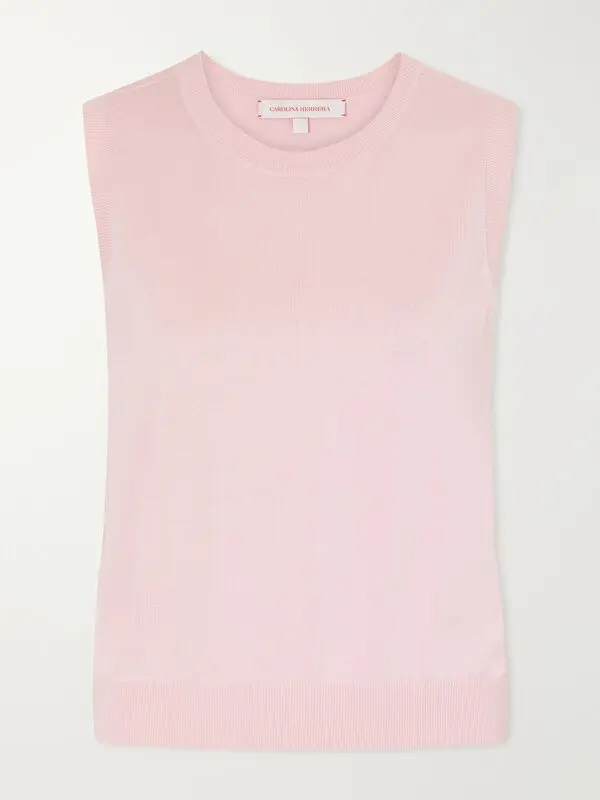 Carolina Herrera Ribbed Silk And Cotton-blend Vest