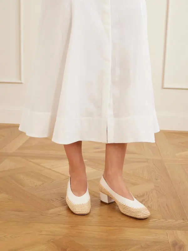 Gabriela Hearst Strength' Raffia And Suede Block Heel Pumps - Neutrals
