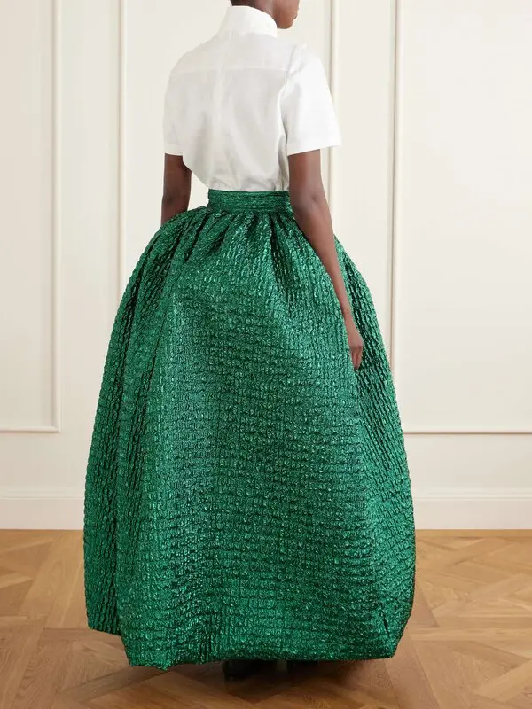 DIMA AYAD Cloqué Maxi Skirt - Forest Green