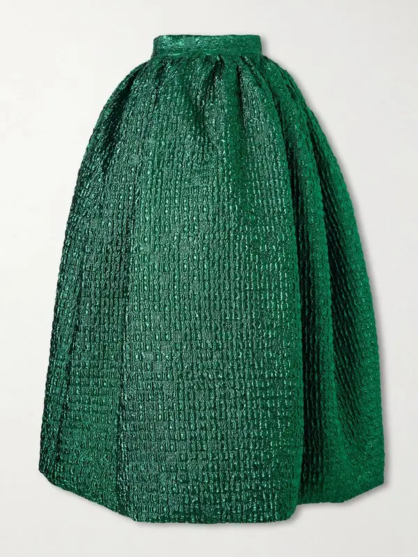 DIMA AYAD Cloqué Maxi Skirt - Green