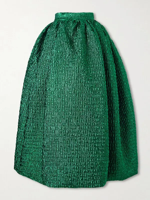 DIMA AYAD Cloqué Maxi Skirt - Green