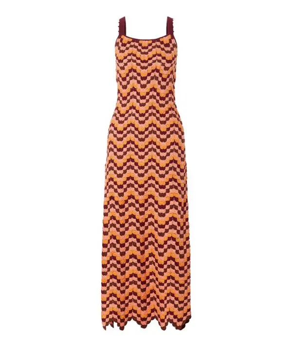 Escvdo Marea Striped Crocheted Cotton Maxi Dress - Orange