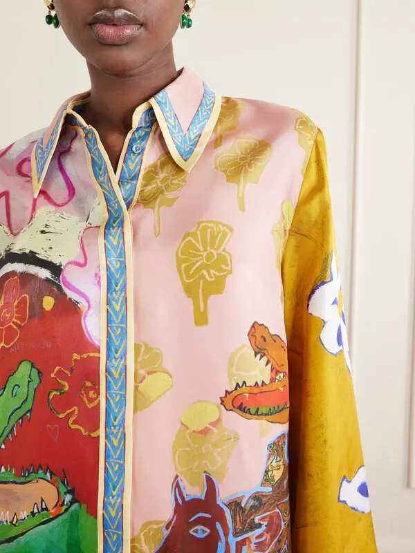 ALEMAIS Mlak Printed Silk-twill Shirt