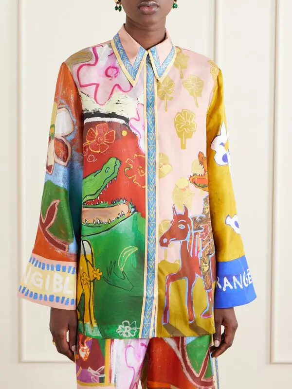 ALEMAIS Mlak Printed Silk-twill Shirt