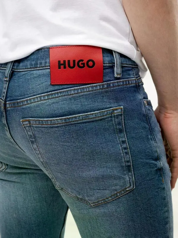 Hugo Distressed Logo-patch Jeans