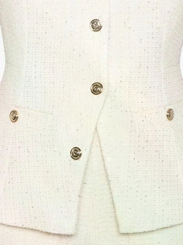 Maje Ecru Beige Tweed Sleeveless Top