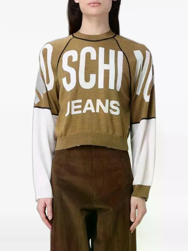 Moschino Logo Intarsia Wool Crew-neck Sweater