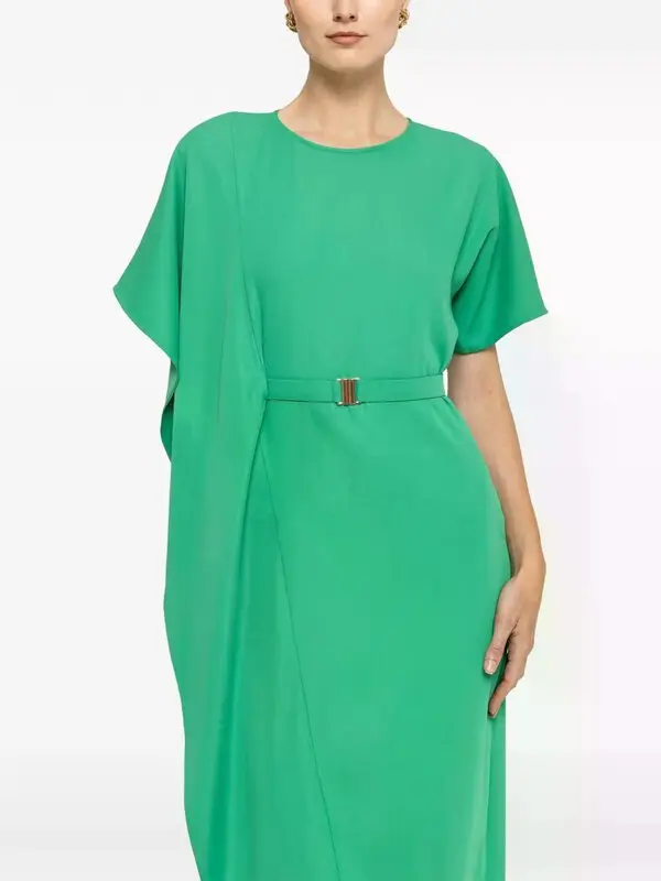NISSA Belted Midi Dress With Gold-tone Hardware