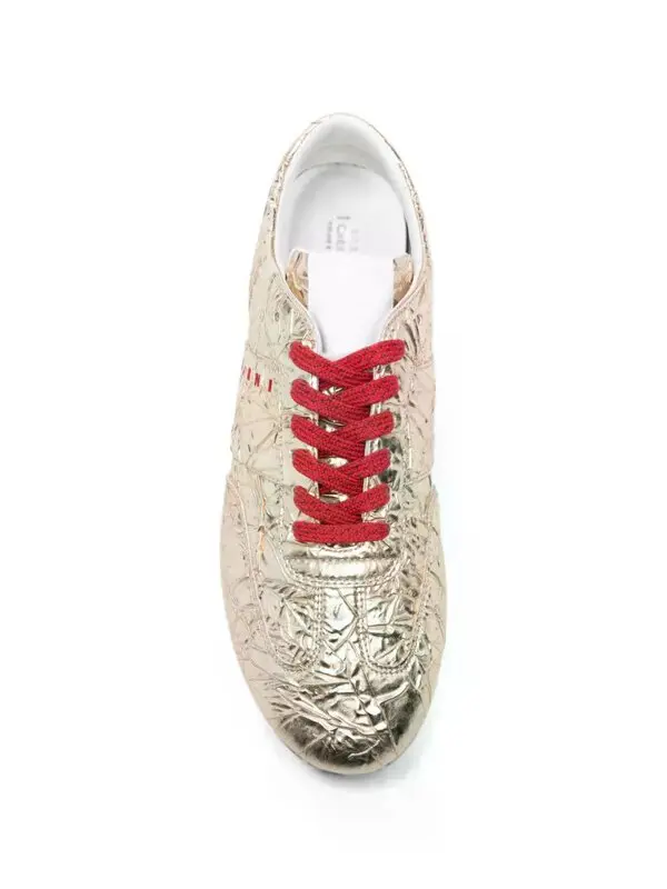 Marni Crinkled Finish Logo Print Sneakers