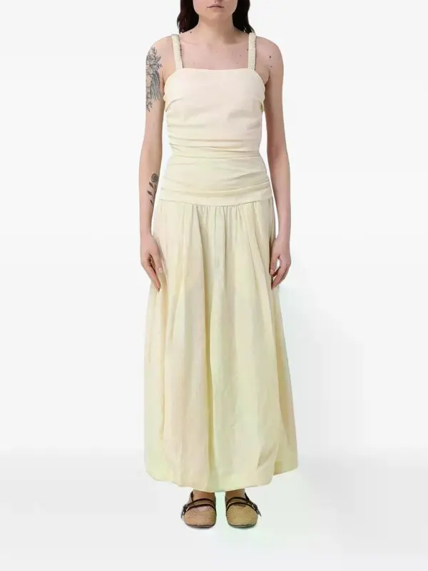 TELA Ruched Maxi Dress With Bow Detail