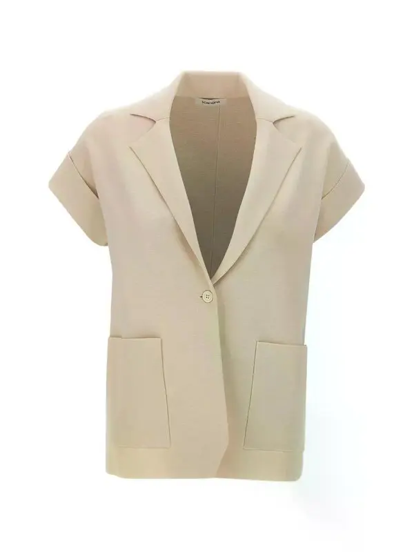 KANGRA Knitted Rolled-sleeve Blazer - Neutrals
