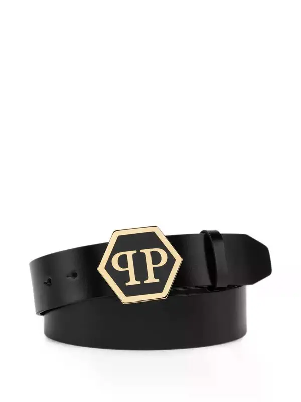 Philipp Plein Hexagon Leather Belt - Black