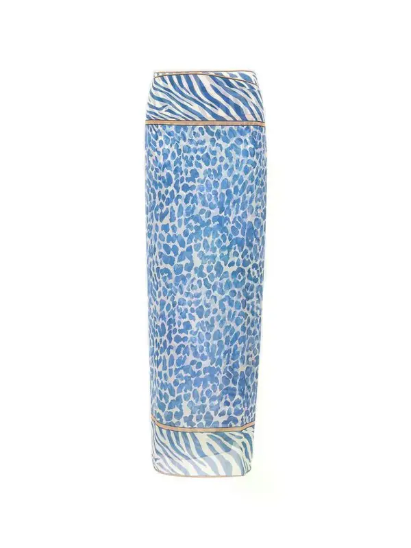 MC2 SAINT BARTH Safari Print Maxi Skirt - Blue
