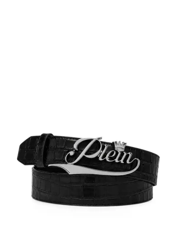 Philipp Plein Leather Belt King Cocco - Black