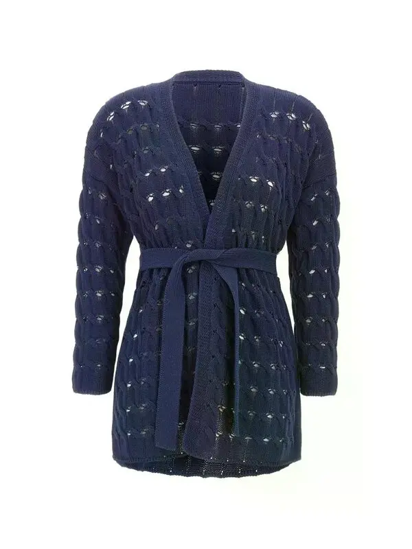 KANGRA Cable-knit Belted Cardigan