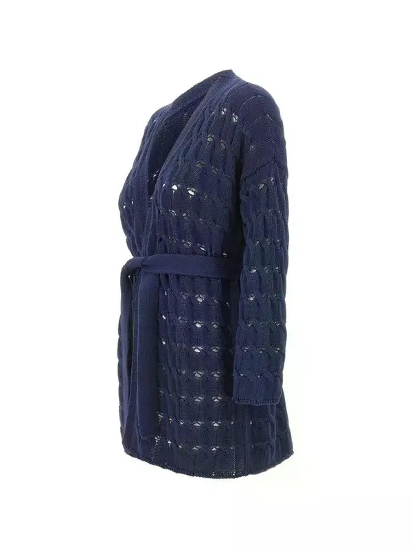 KANGRA Cable-knit Belted Cardigan